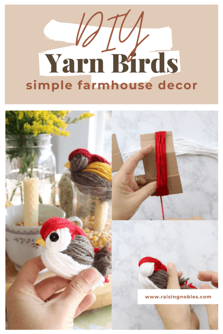 DIY Farmhouse Decor - Yarn Birds - Raising Nobles
